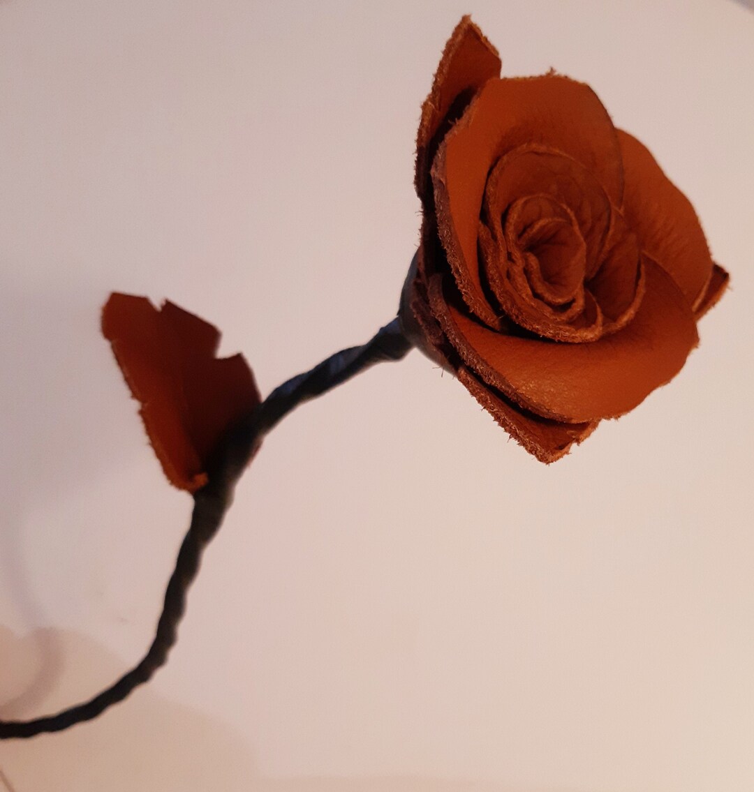 Leather Rose Flower 3rd Third Wedding Anniversary Gift Handmade ...