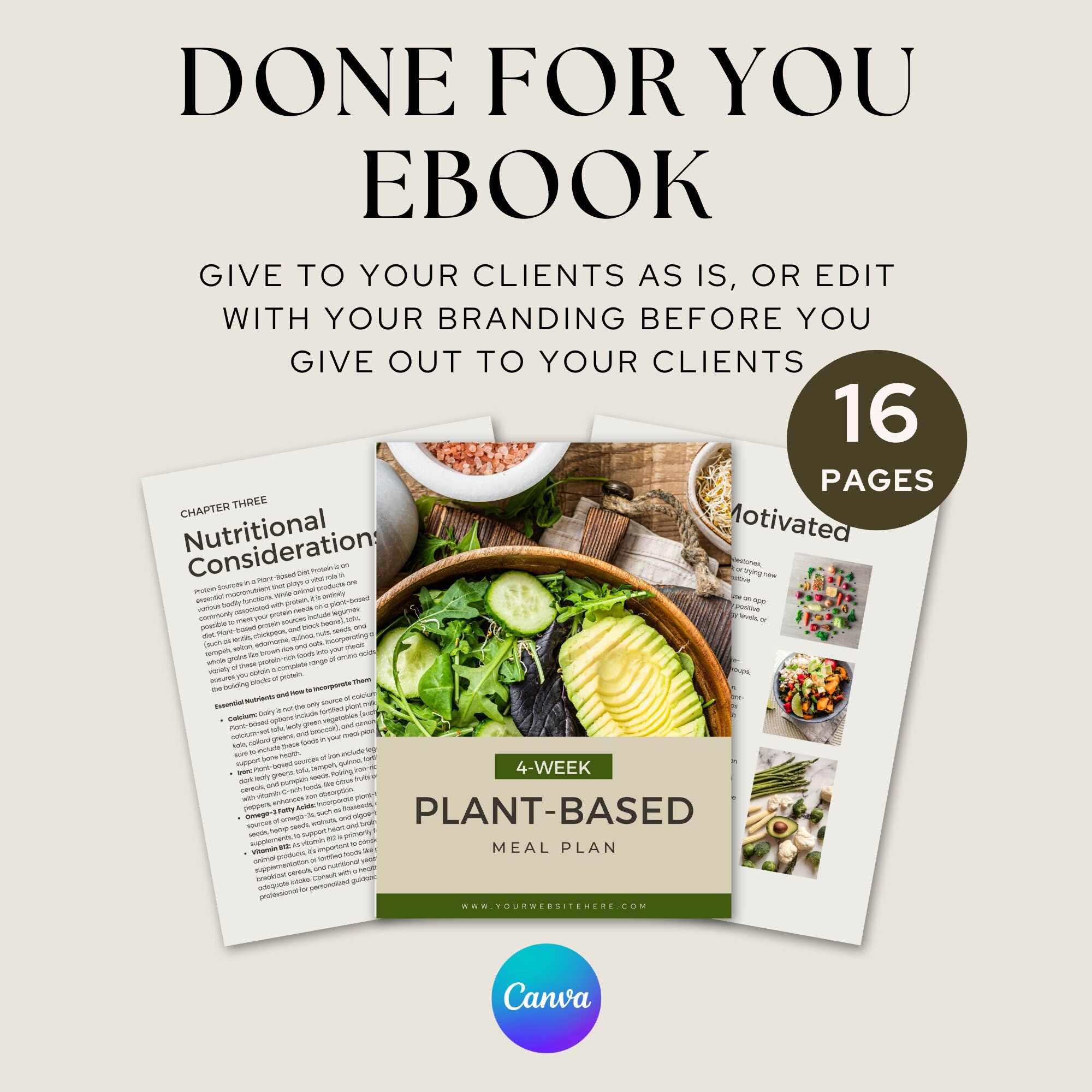 4 Week Plant Based Meal Planner for Coaches, Done for You Plant Based ...