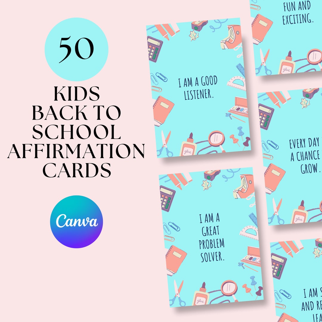 50 Kids Back to School Affirmation Cards - Etsy