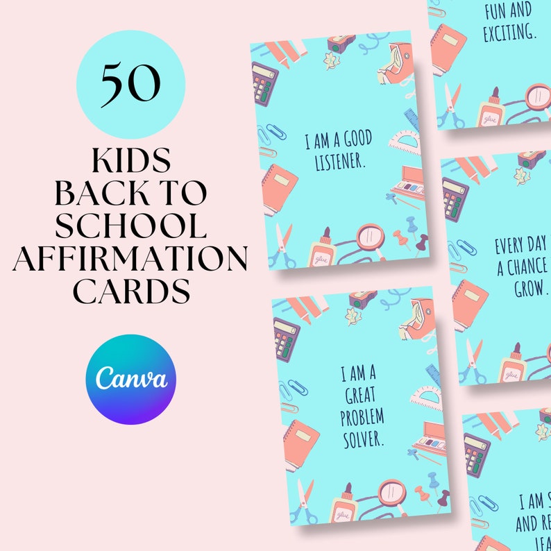 50 Kids Back to School Affirmation Cards - Etsy