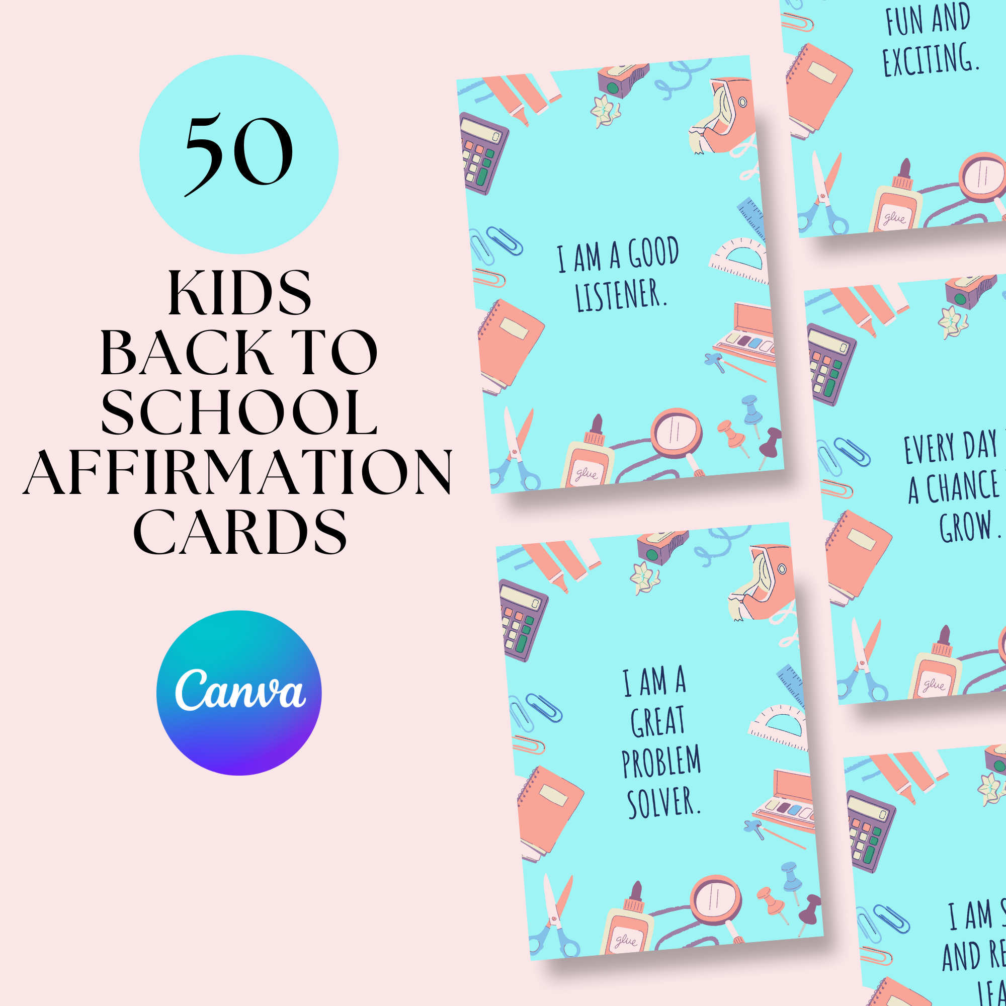50 Kids Back to School Affirmation Cards - Etsy