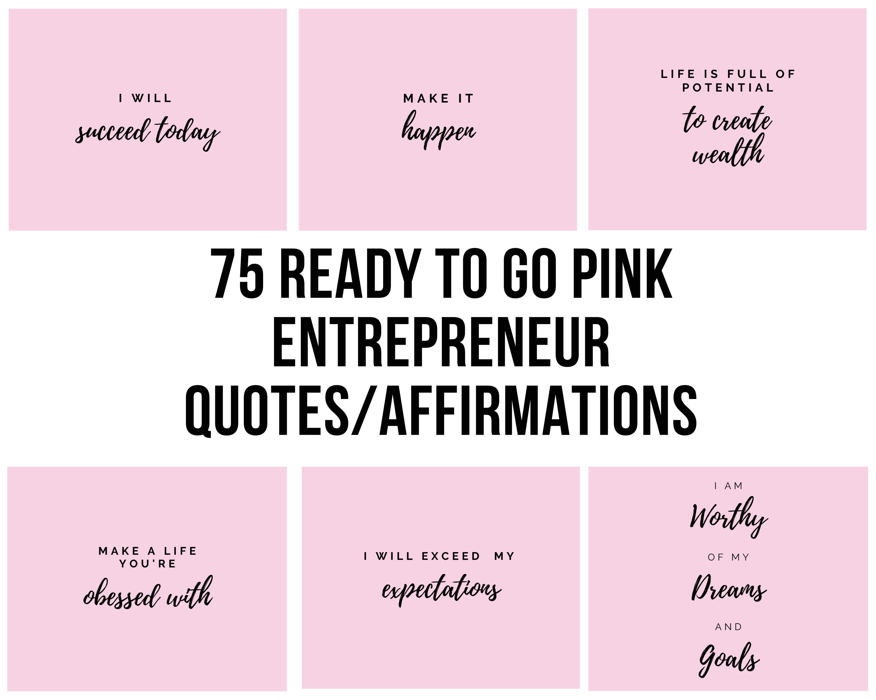 Entrepreneur Instagram Posts | 75 Ready to Post Quotes/affirmations for ...