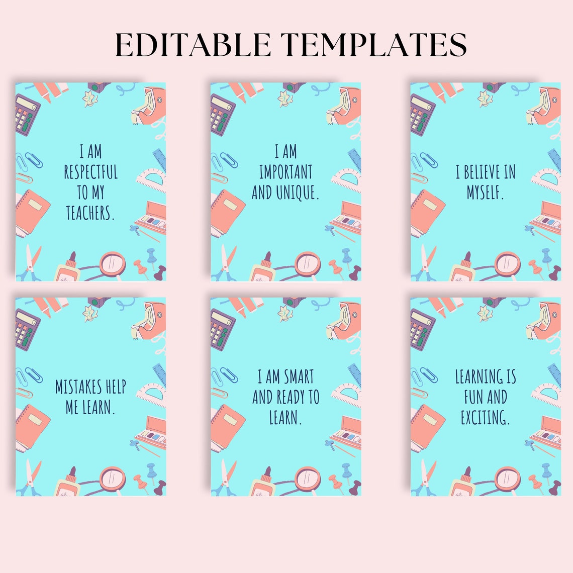 50 Kids Back to School Affirmation Cards - Etsy