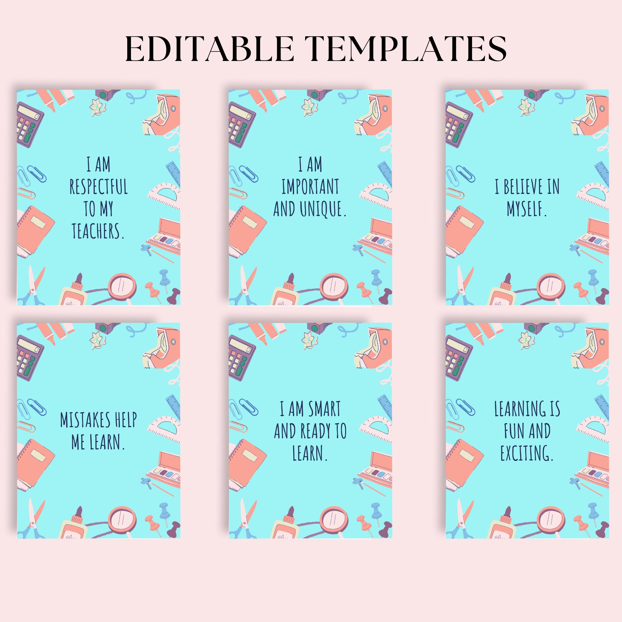 50 Kids Back to School Affirmation Cards - Etsy