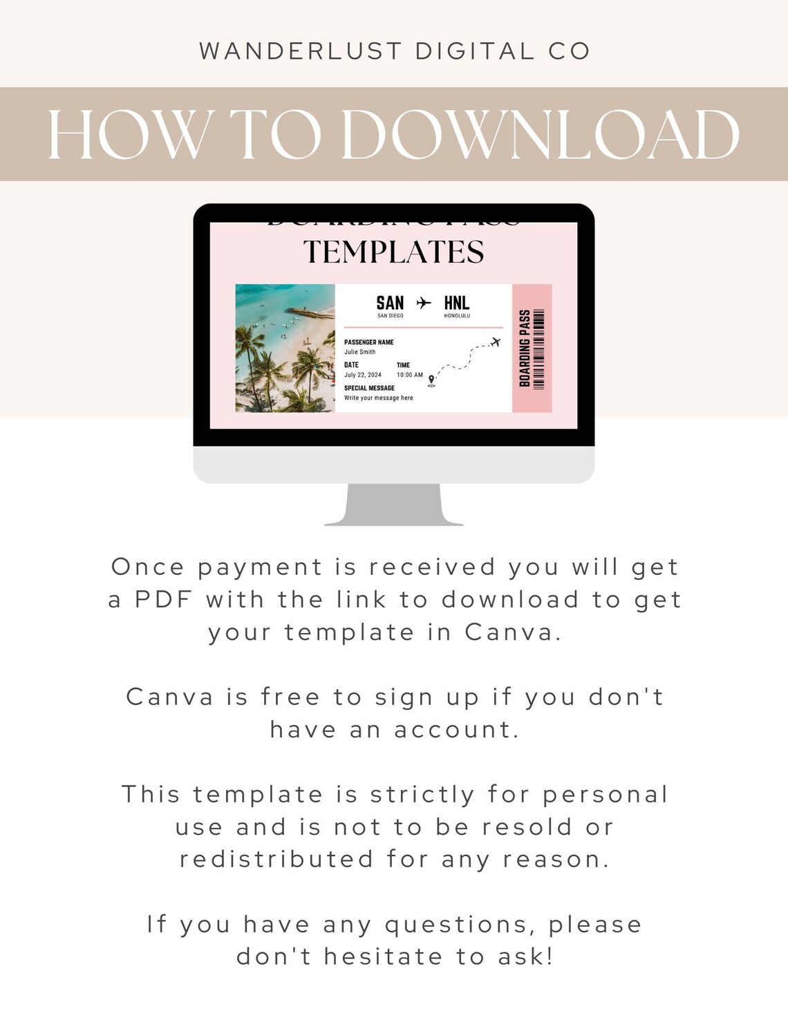 Editable Boarding Pass Templates, Surprise Gift Trip, Canva Editable ...