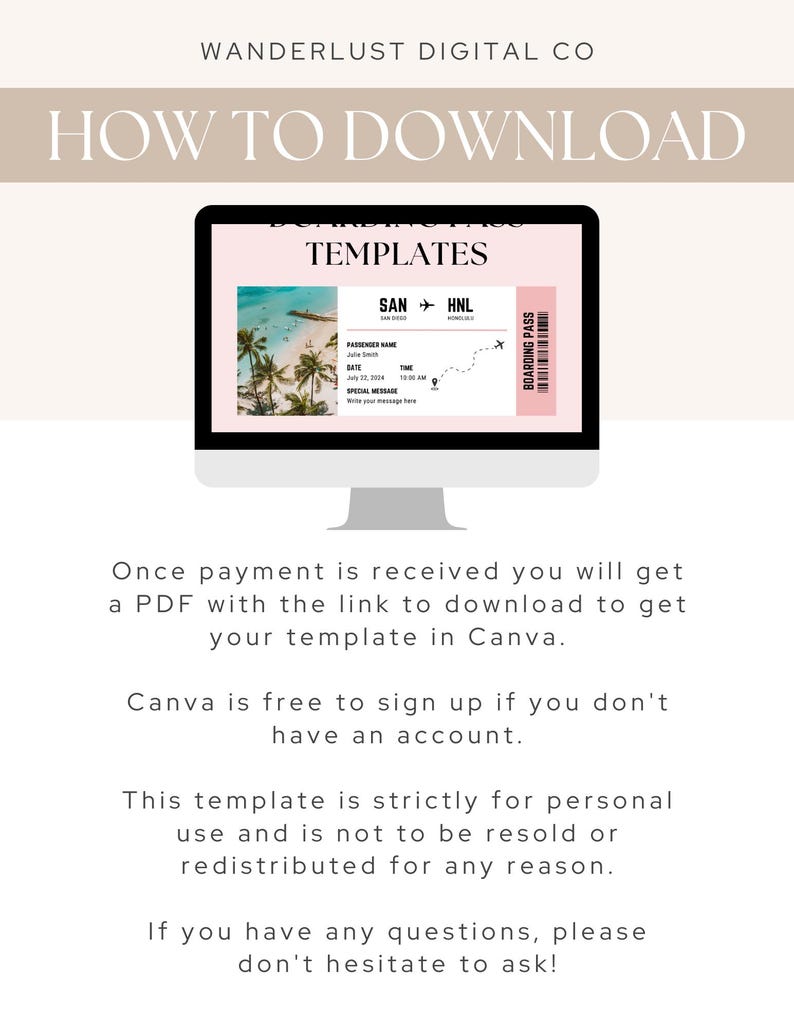 Editable Boarding Pass Templates, Surprise Gift Trip, Canva Editable ...