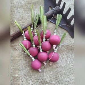 Farmhouse Wood Bead Carrots, Wood Bead Radishes, Wood Bead Veggies ...