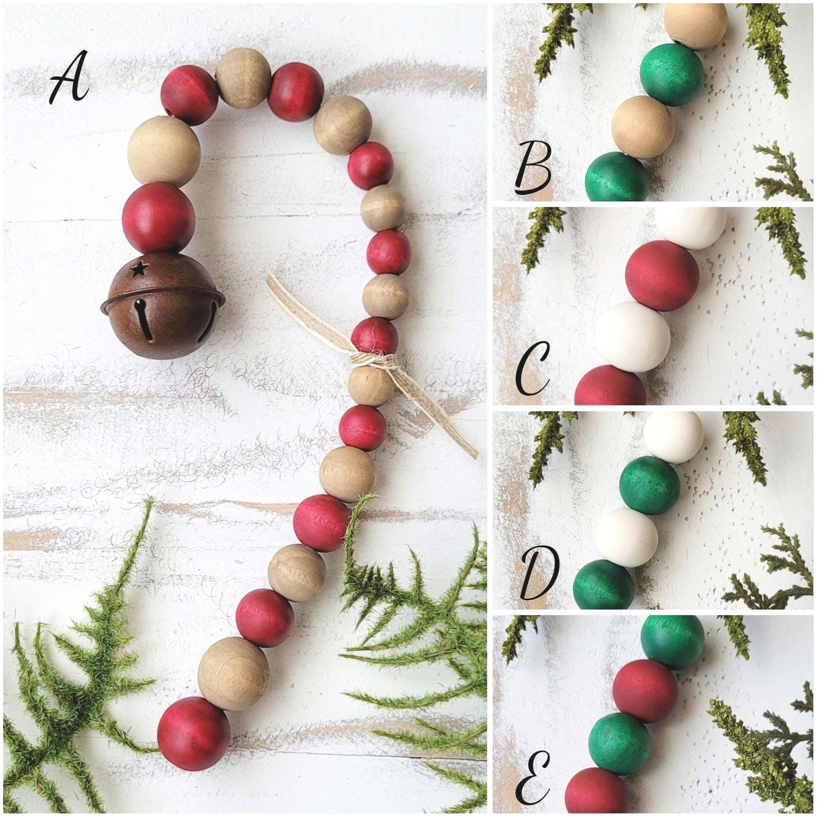 Wood Bead Candy Canes, Farmhouse Candy Canes, Primitive Candy Canes ...
