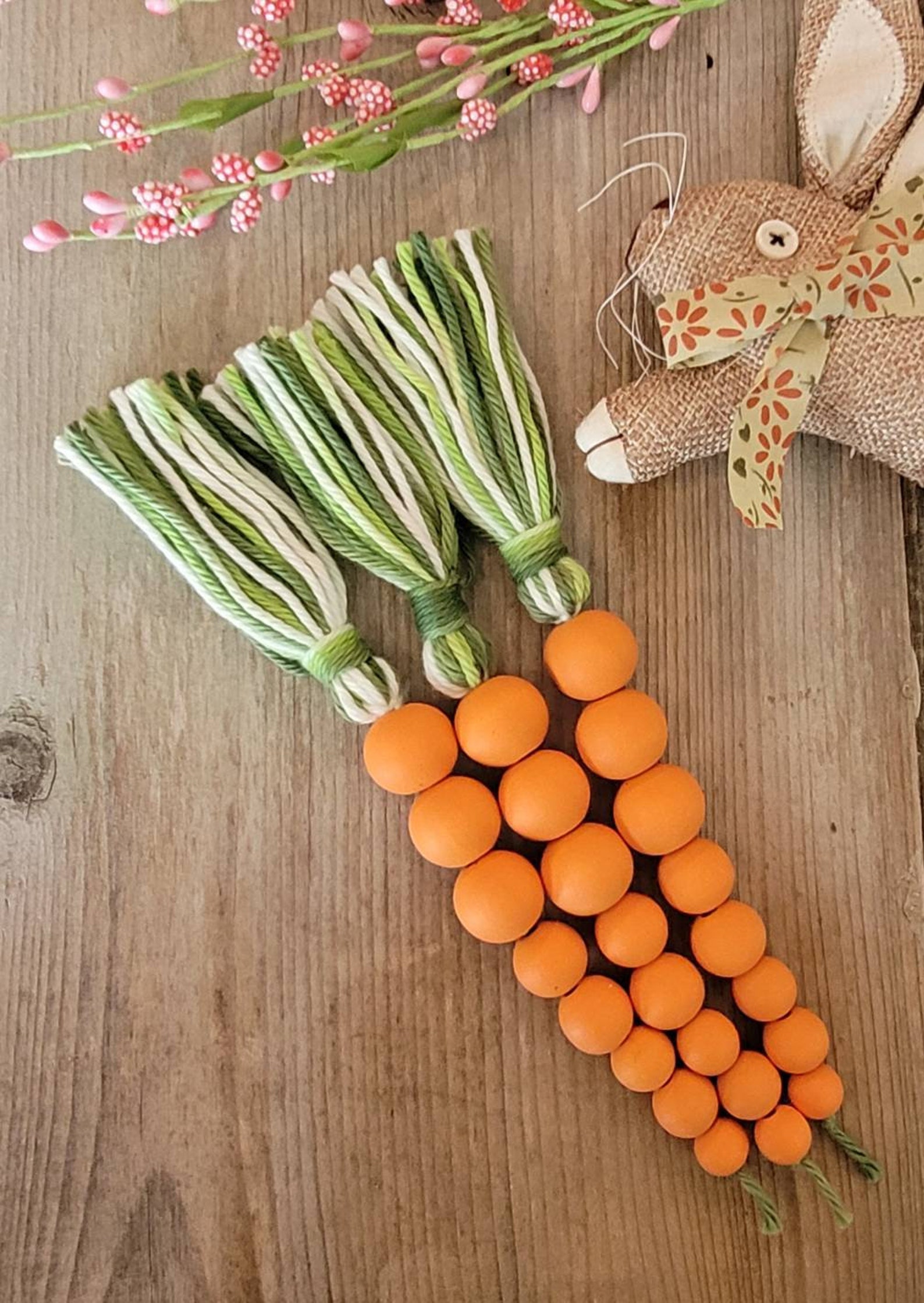 Wood Bead Carrots Farmhouse Beaded Carrots Spring Tiered - Etsy