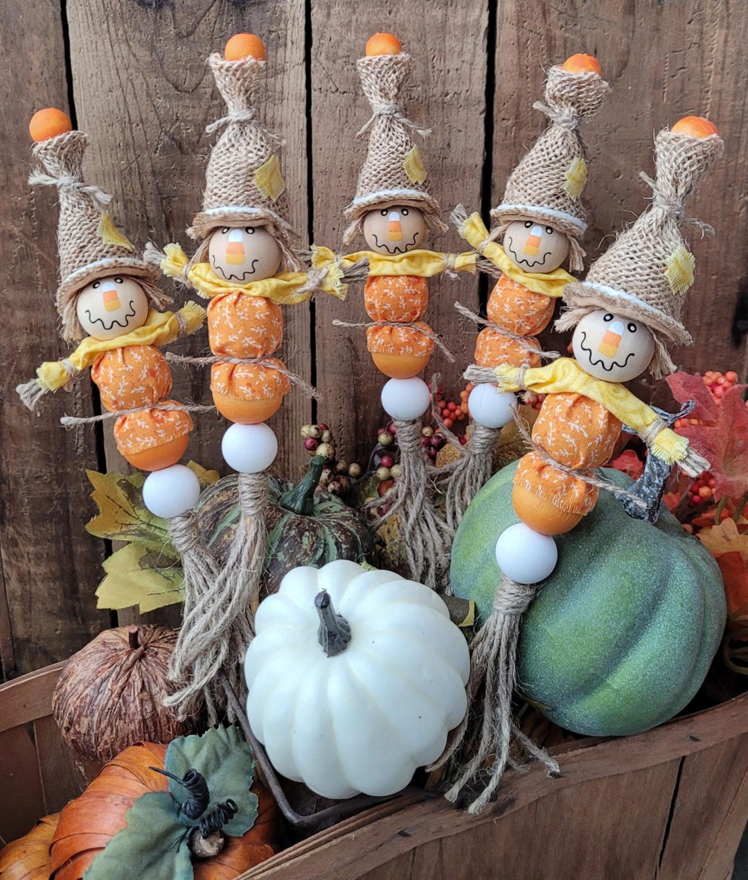 Scarecrow Floral Picks, Fall Candy Corn Scarecrows, Farmhouse Fall ...