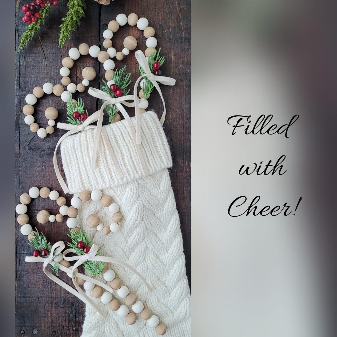 Farmhouse Candy Canes, Wood Bead Candy Canes, Christmas Home Decor ...