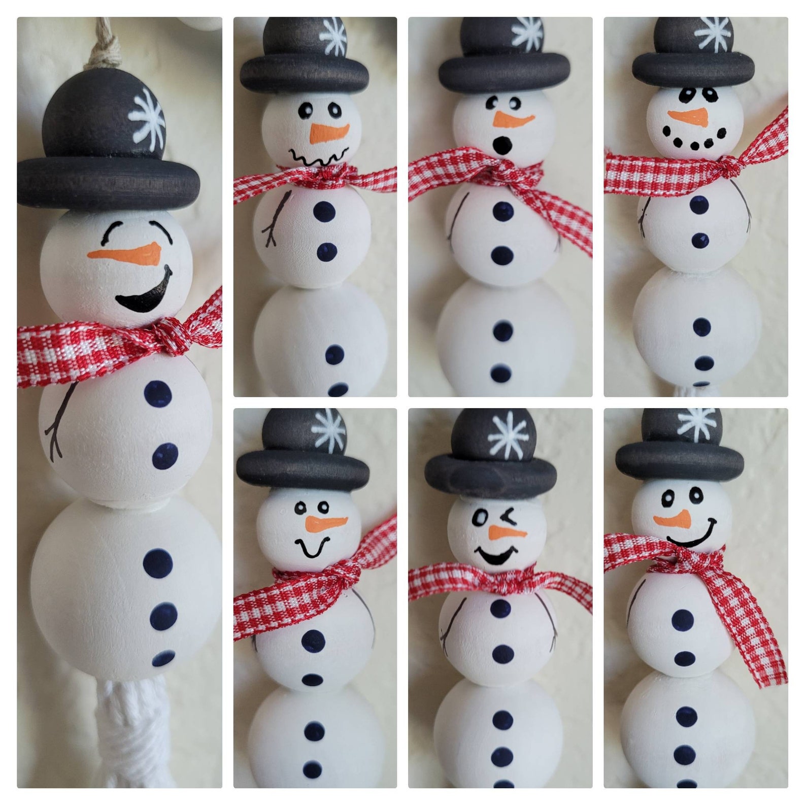Wood Bead Snowman Garland Christmas Snowman Garland Snowman - Etsy
