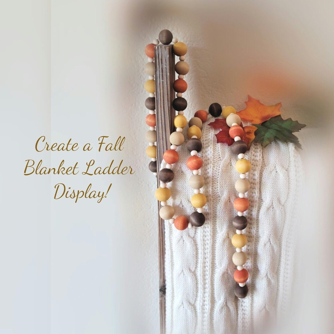 Fall Wood Bead Garland, Beaded Thanksgiving Garland, Fall Colors Wood ...