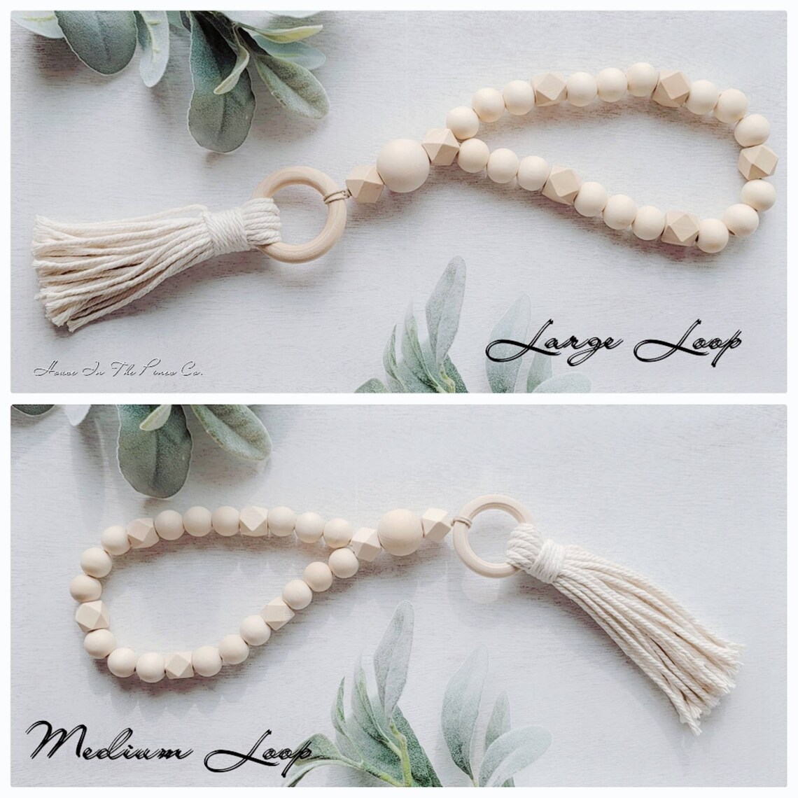 Wood Bead Loop Garland SET Wood Bead Hoop Farmhouse Beaded | Etsy