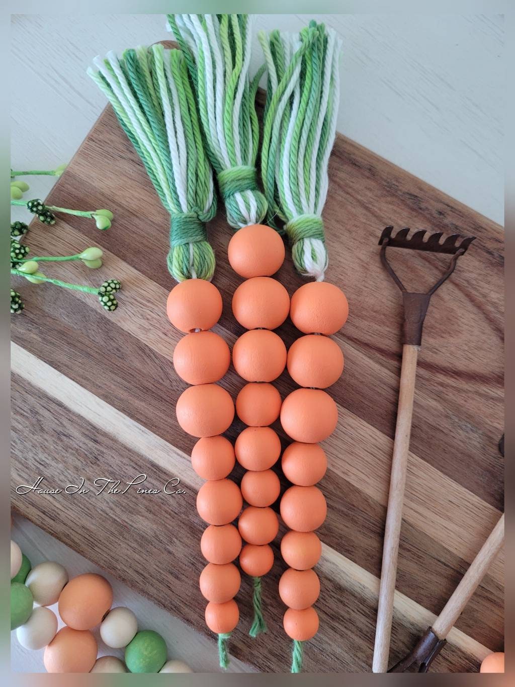 Wood Bead Carrots Farmhouse Beaded Carrots Spring Tiered - Etsy