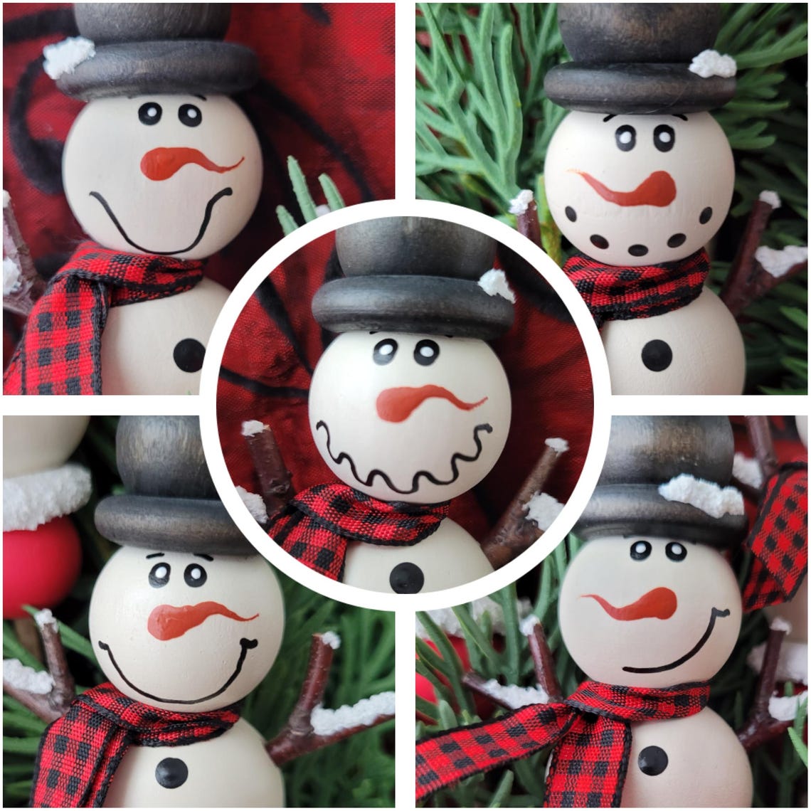 Snowman Floral Picks, Snowman With Cardinal Ornament, Farmhouse ...