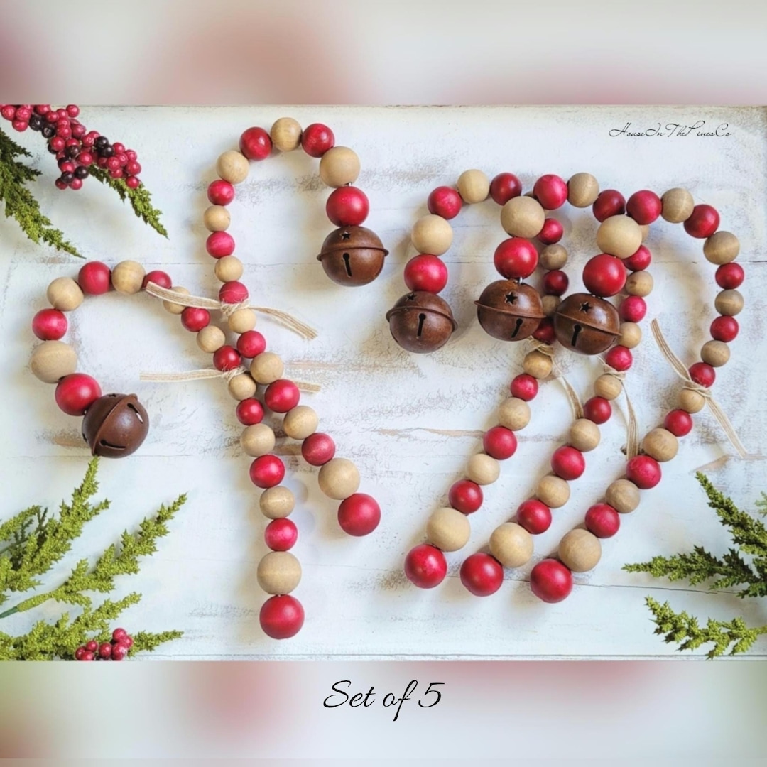 Wood Bead Candy Canes, Farmhouse Candy Canes, Primitive Candy Canes ...