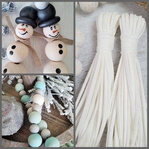 Snowman Wood Bead Garland, Farmhouse Snowman Garland, Aqua Winter ...