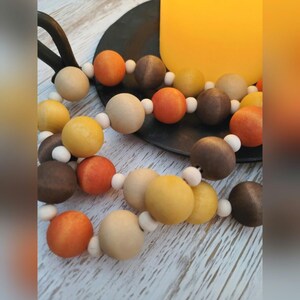 Fall Wood Bead Garland, Beaded Thanksgiving Garland, Fall Colors Wood ...
