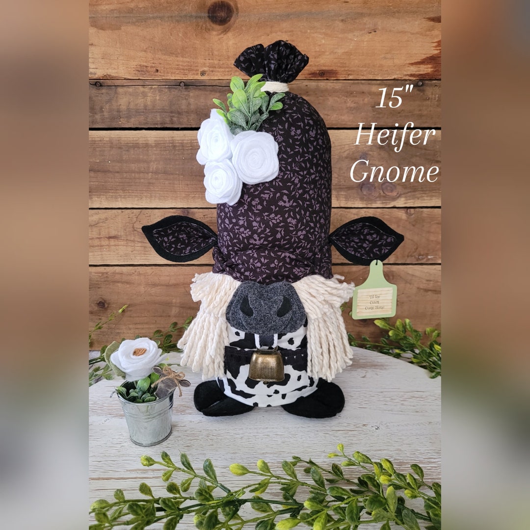 Cow Gnome, Farmhouse Gnome, Holstein Cow Gnome, Heifer Gnome, Cow ...