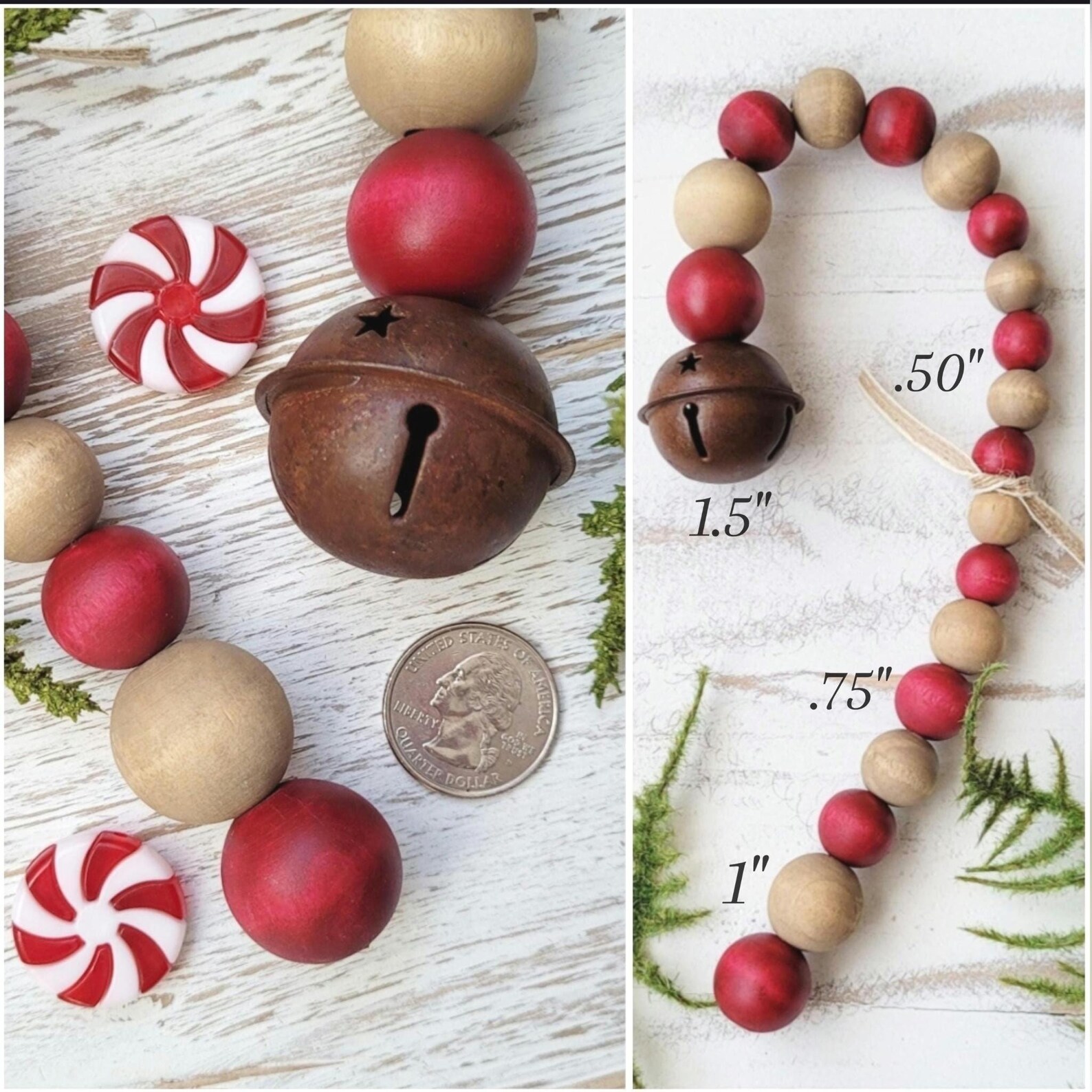 Wood Bead Candy Canes, Farmhouse Candy Canes, Primitive Candy Canes ...