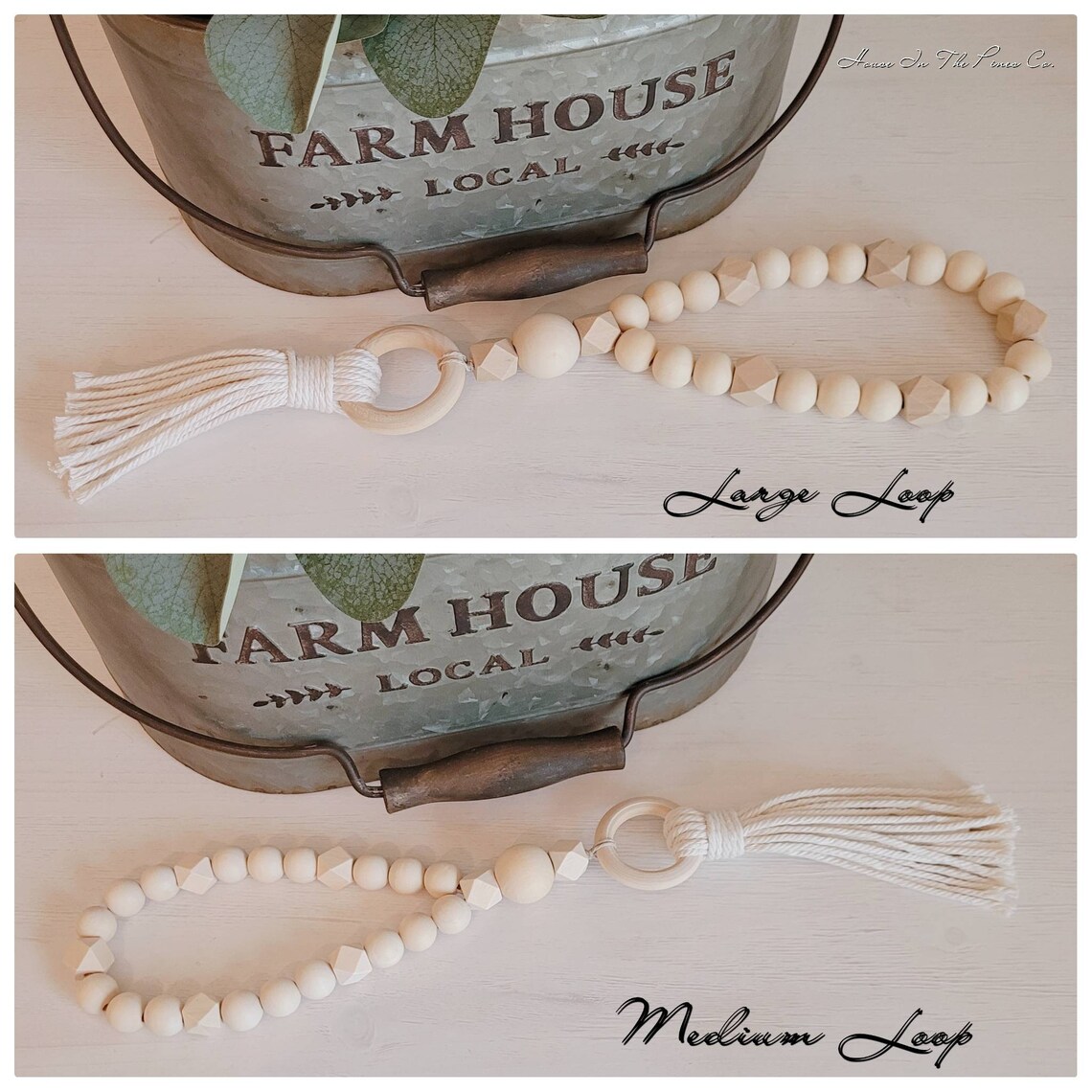 Wood Bead Loop Garland SET Wood Bead Hoop Farmhouse Beaded | Etsy