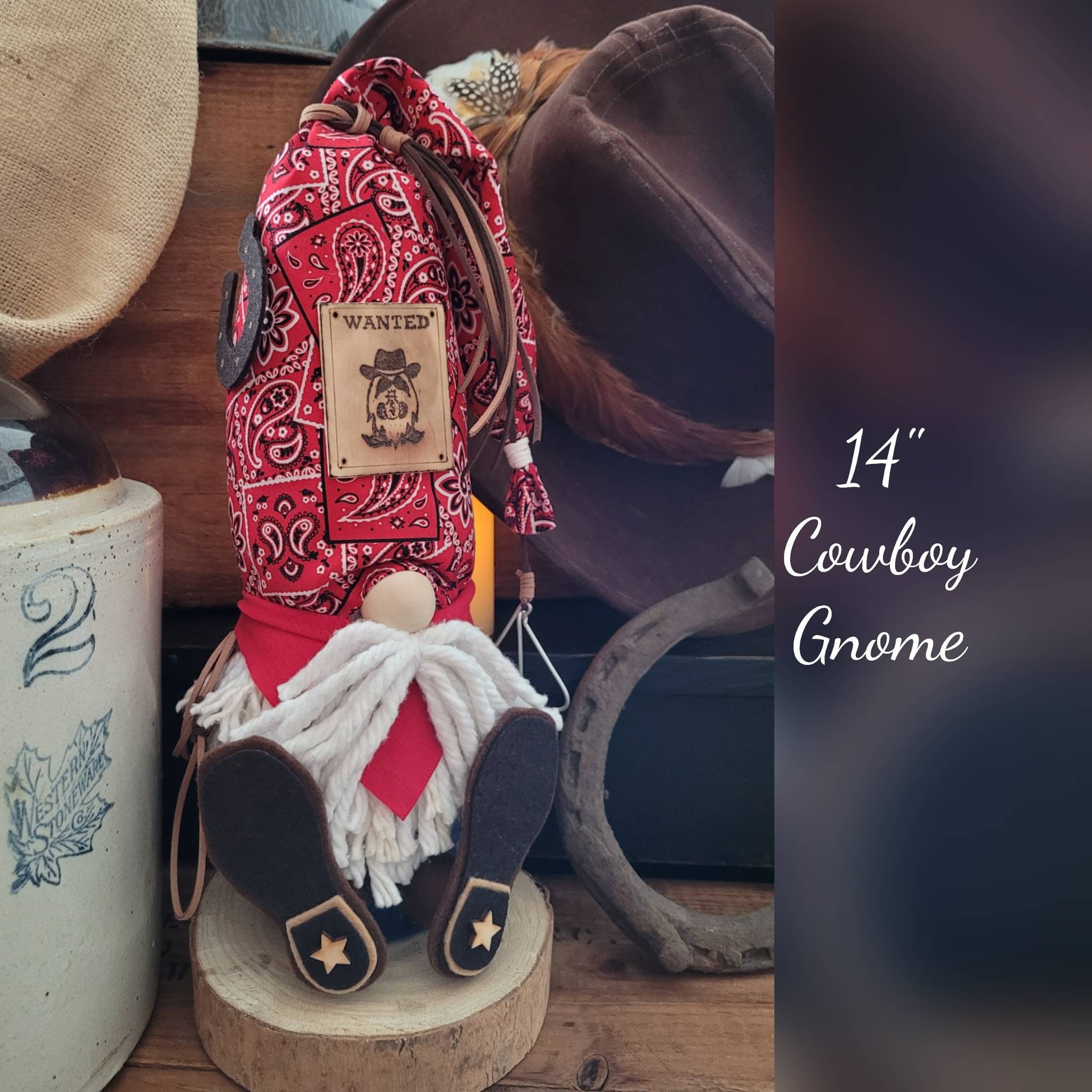 Cowboy Gnome, Western Themed Gnome, Outlaw Gnome, Wild West Gnome ...