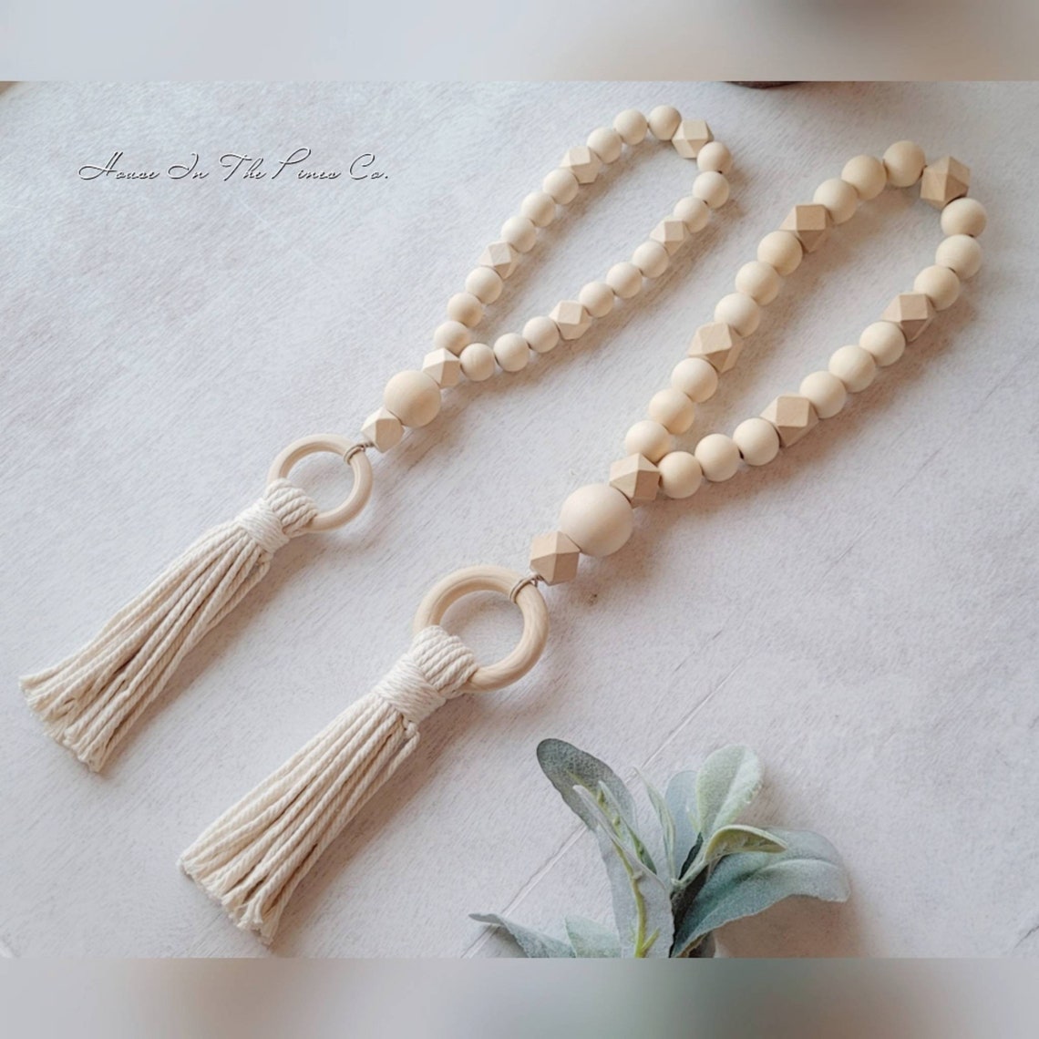 Wood Bead Loop Garland SET Wood Bead Hoop Farmhouse Beaded | Etsy