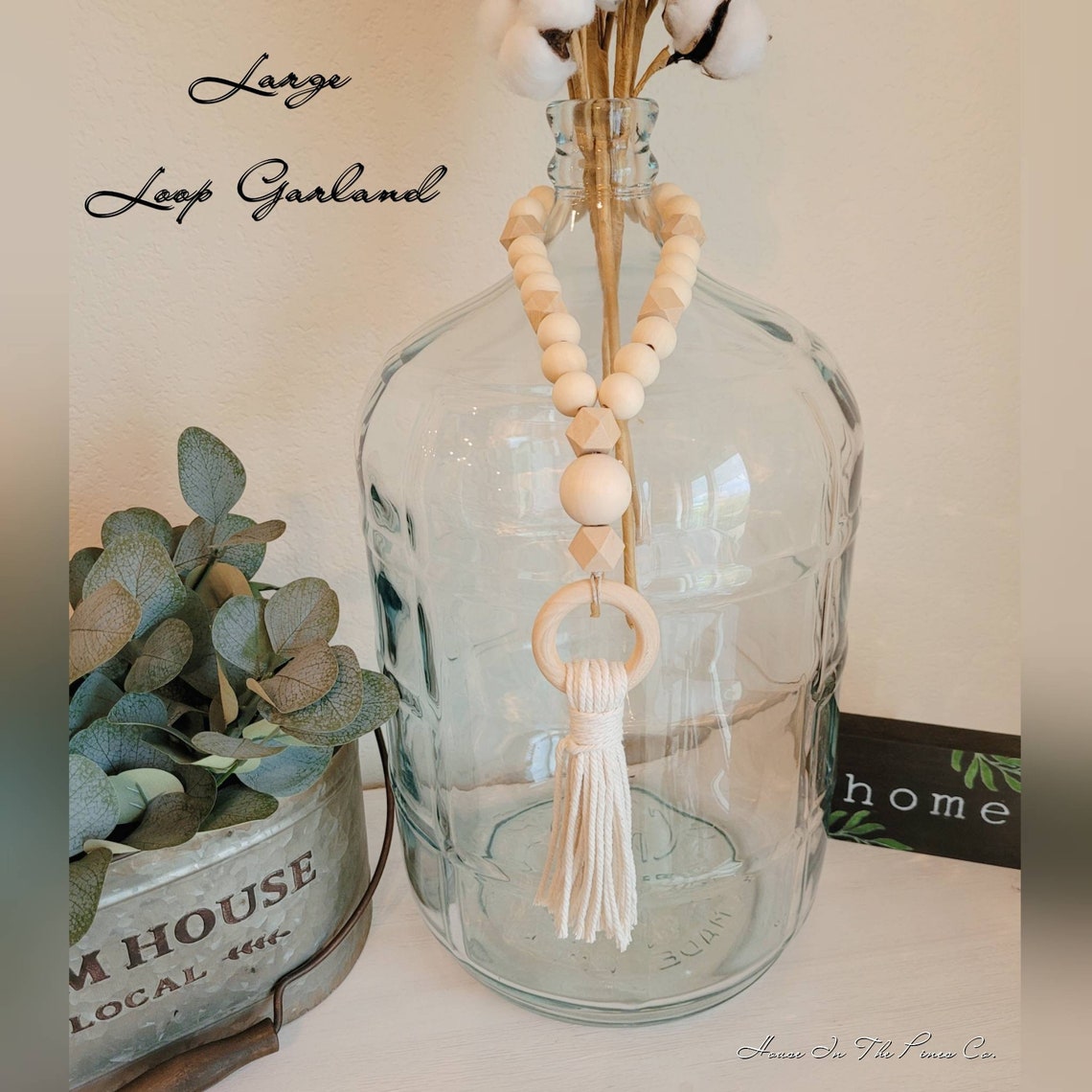 Wood Bead Loop Garland SET Wood Bead Hoop Farmhouse Beaded | Etsy