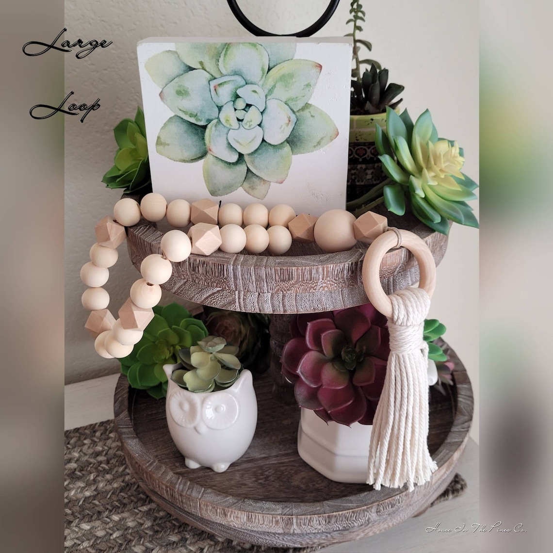 Wood Bead Loop Garland SET Wood Bead Hoop Farmhouse Beaded | Etsy