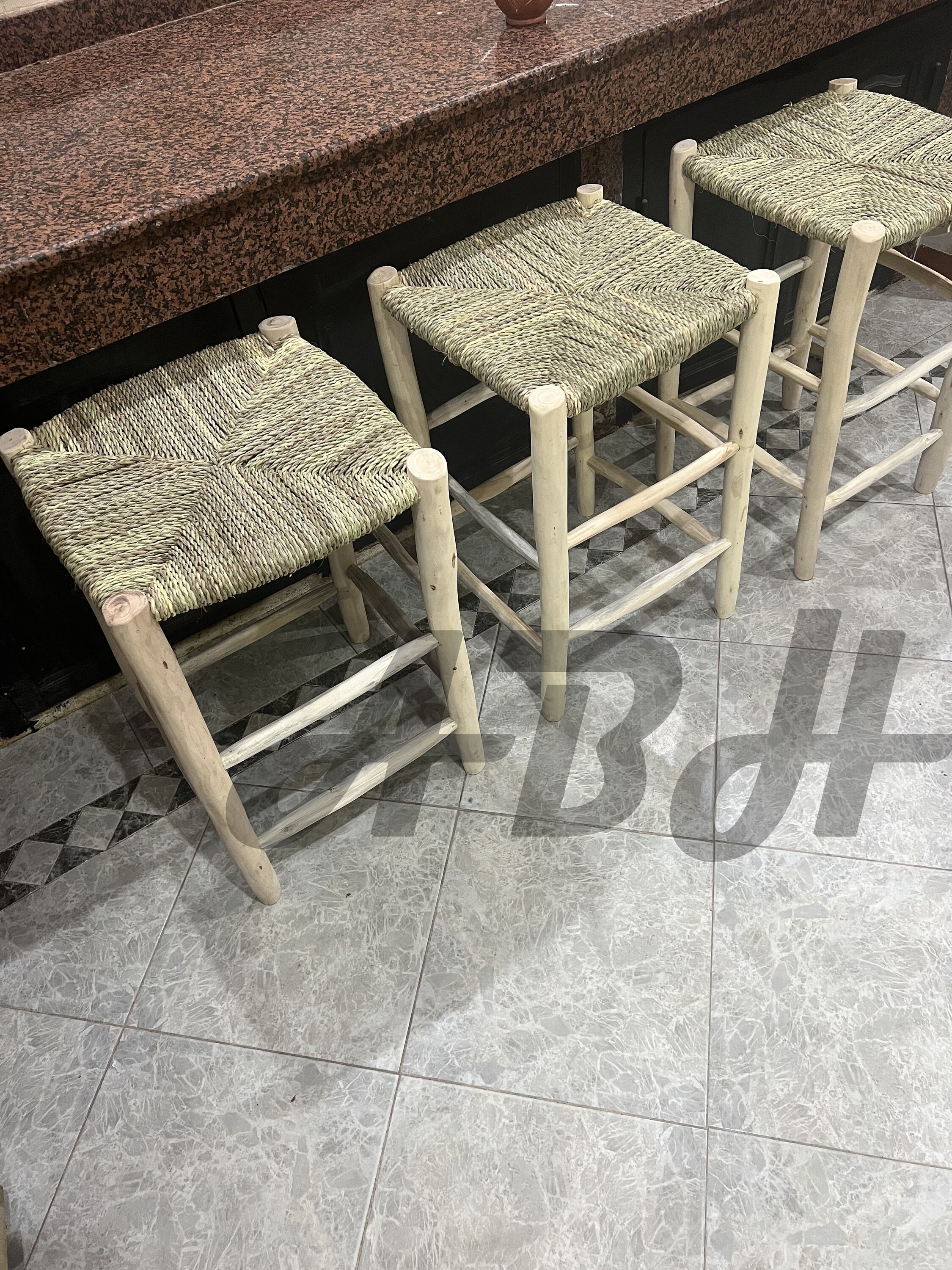 Moroccan Wooden Rattan Bar Stool - Etsy