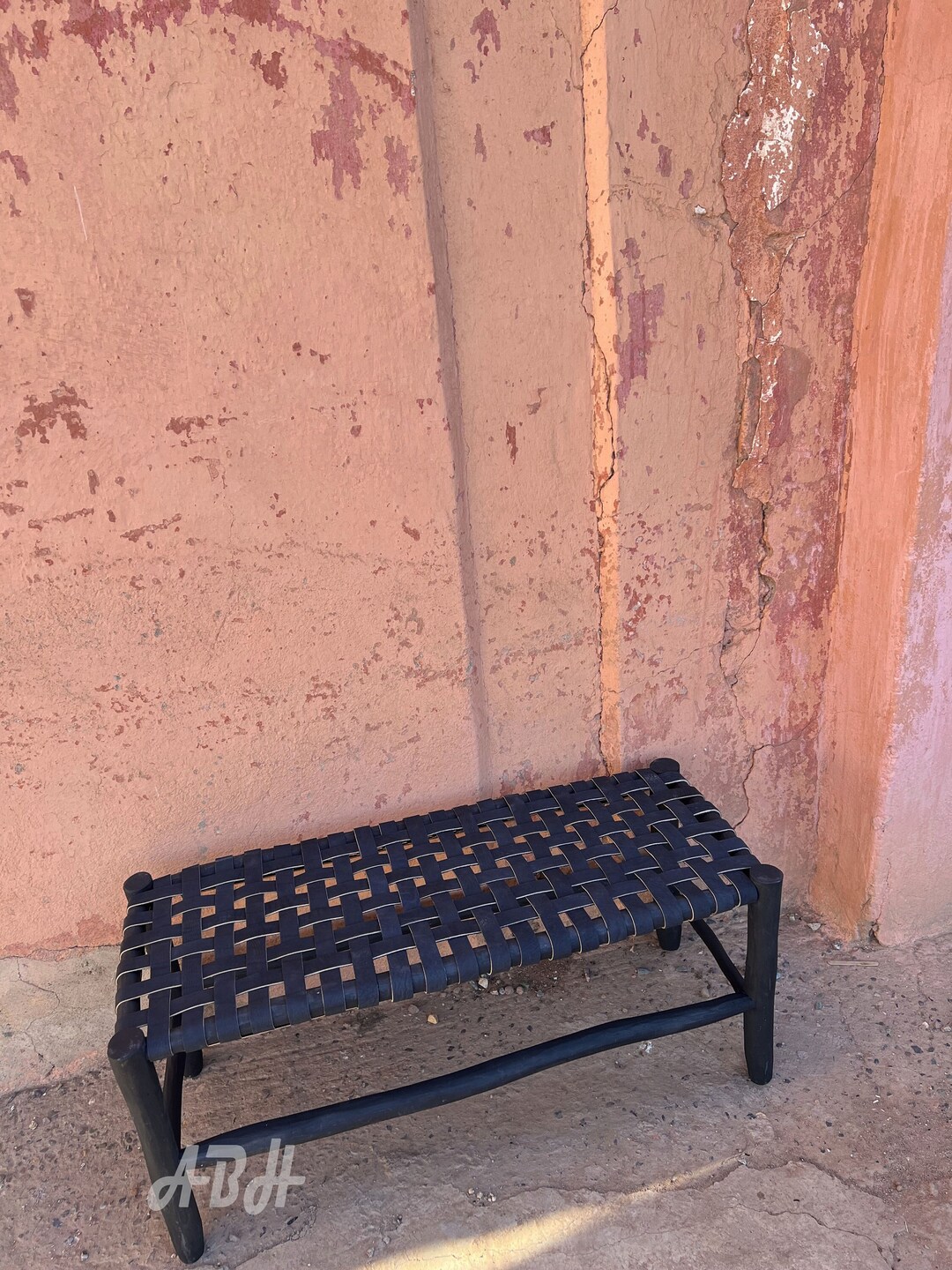 Moroccan Bench in Solid Wood in Natural Leather - Etsy