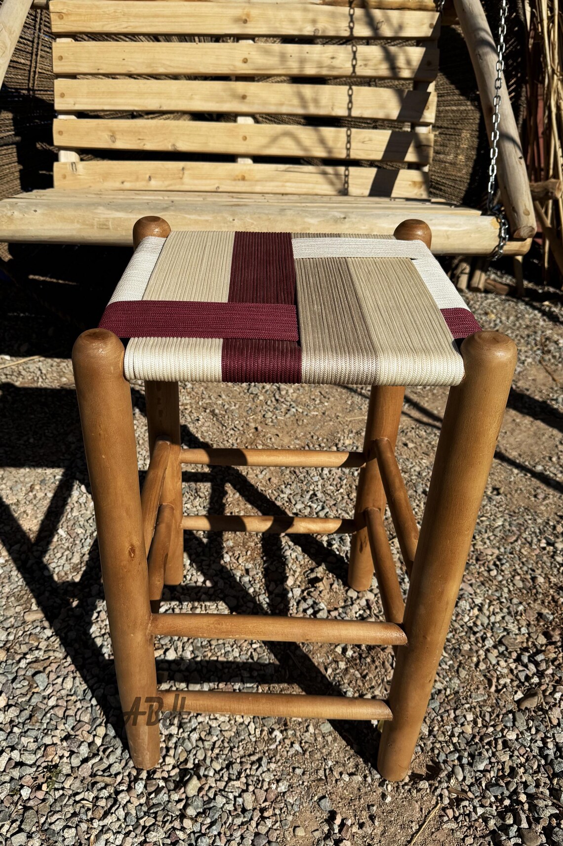 Wooden Macrame Bar Stool - Etsy
