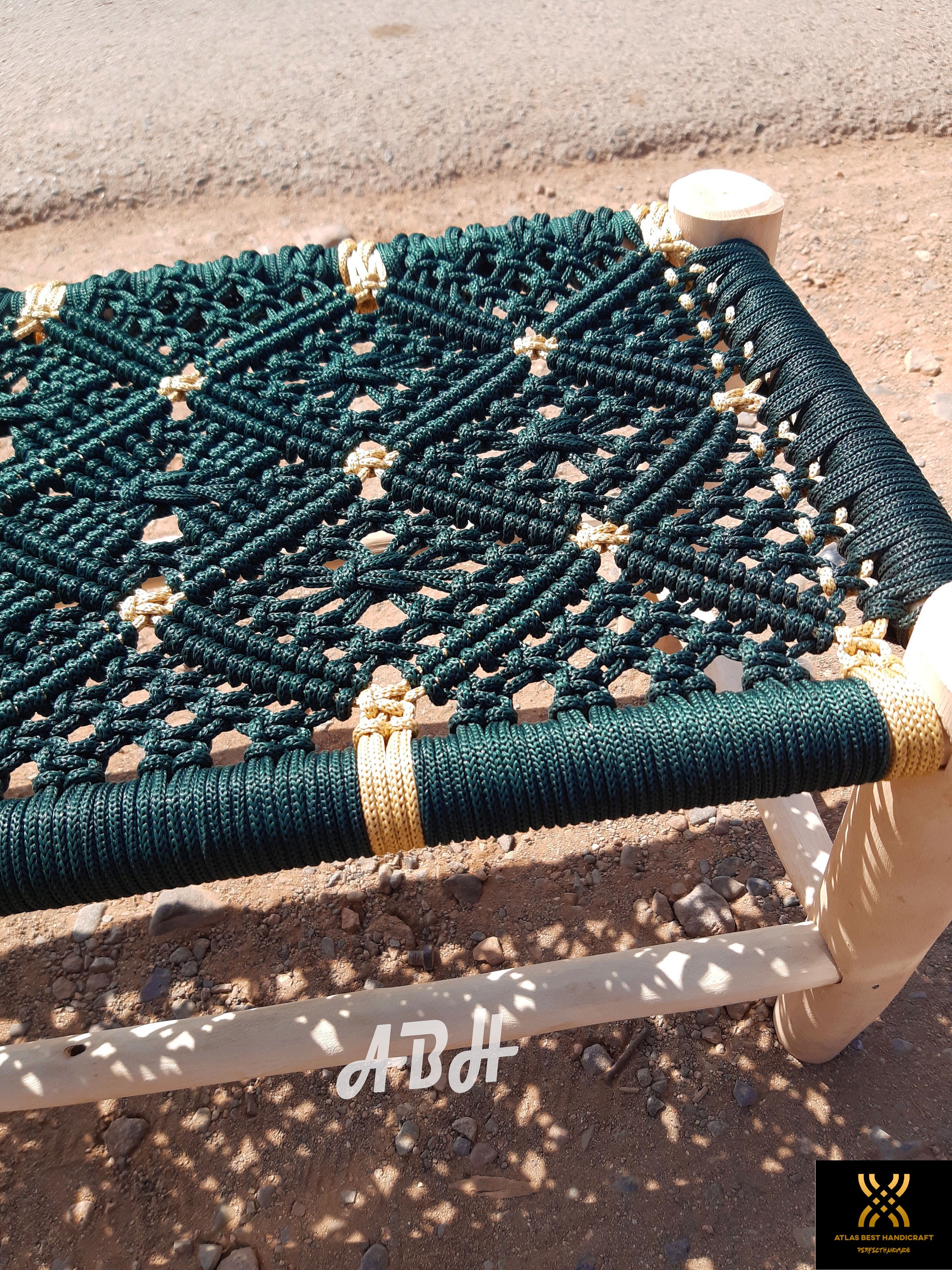 Moroccan Wooden Bench Handmade Bench Woven Bench Made of - Etsy