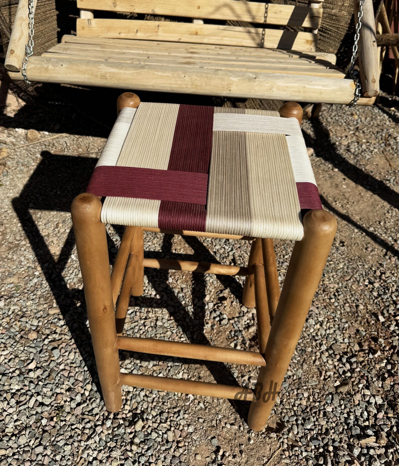 Wooden Macrame Bar Stool - Etsy