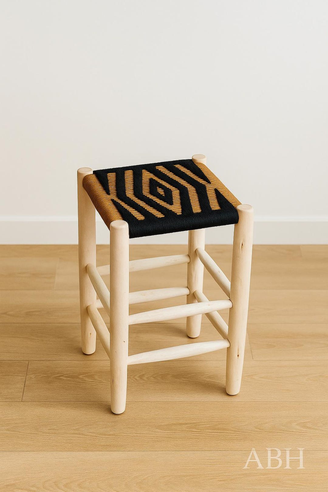 Wooden Macrame Bar Stool - Etsy
