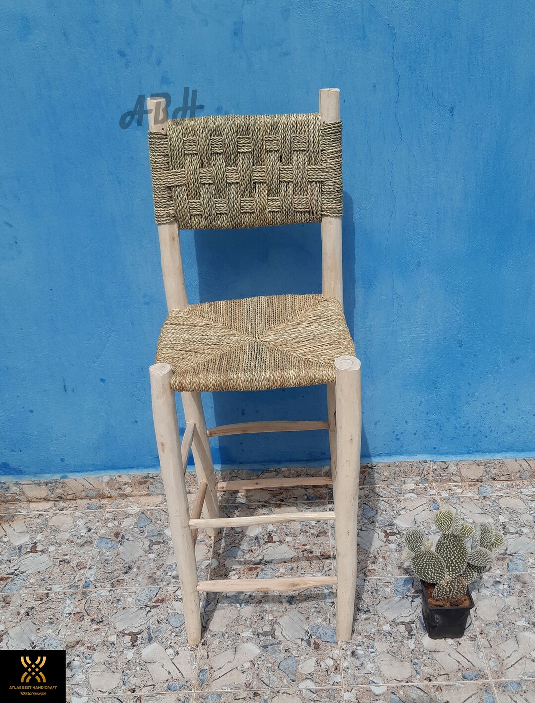 Moroccan Bar Stool,handmade Wood Bar Stools, Bar Stool With Backs, Bar ...