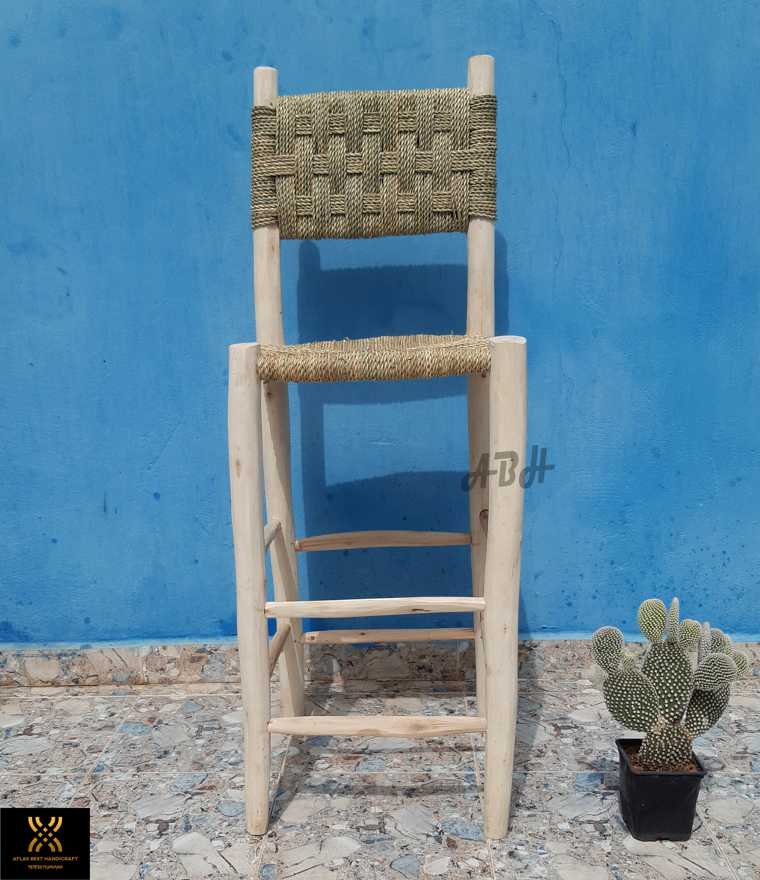 Moroccan Bar Stool,handmade Wood Bar Stools, Bar Stool With Backs, Bar ...