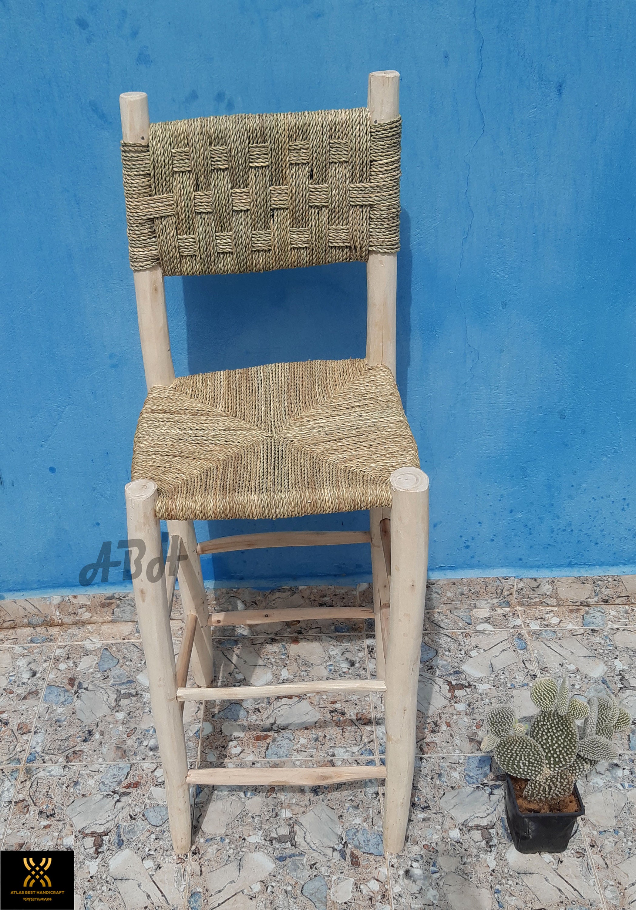 Moroccan Bar Stool,handmade Wood Bar Stools, Bar Stool With Backs, Bar ...