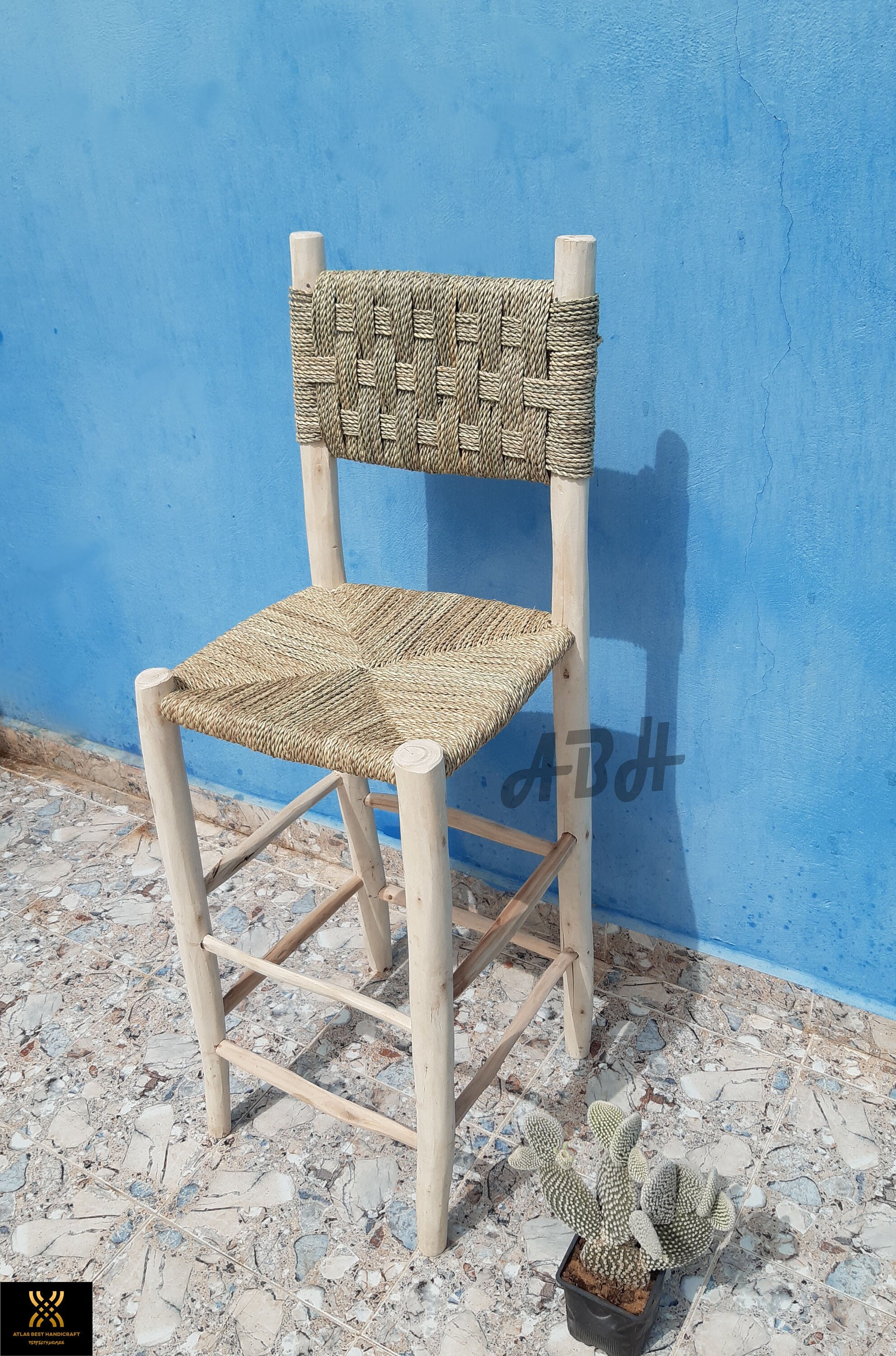 Moroccan Bar Stool,handmade Wood Bar Stools, Bar Stool With Backs, Bar ...