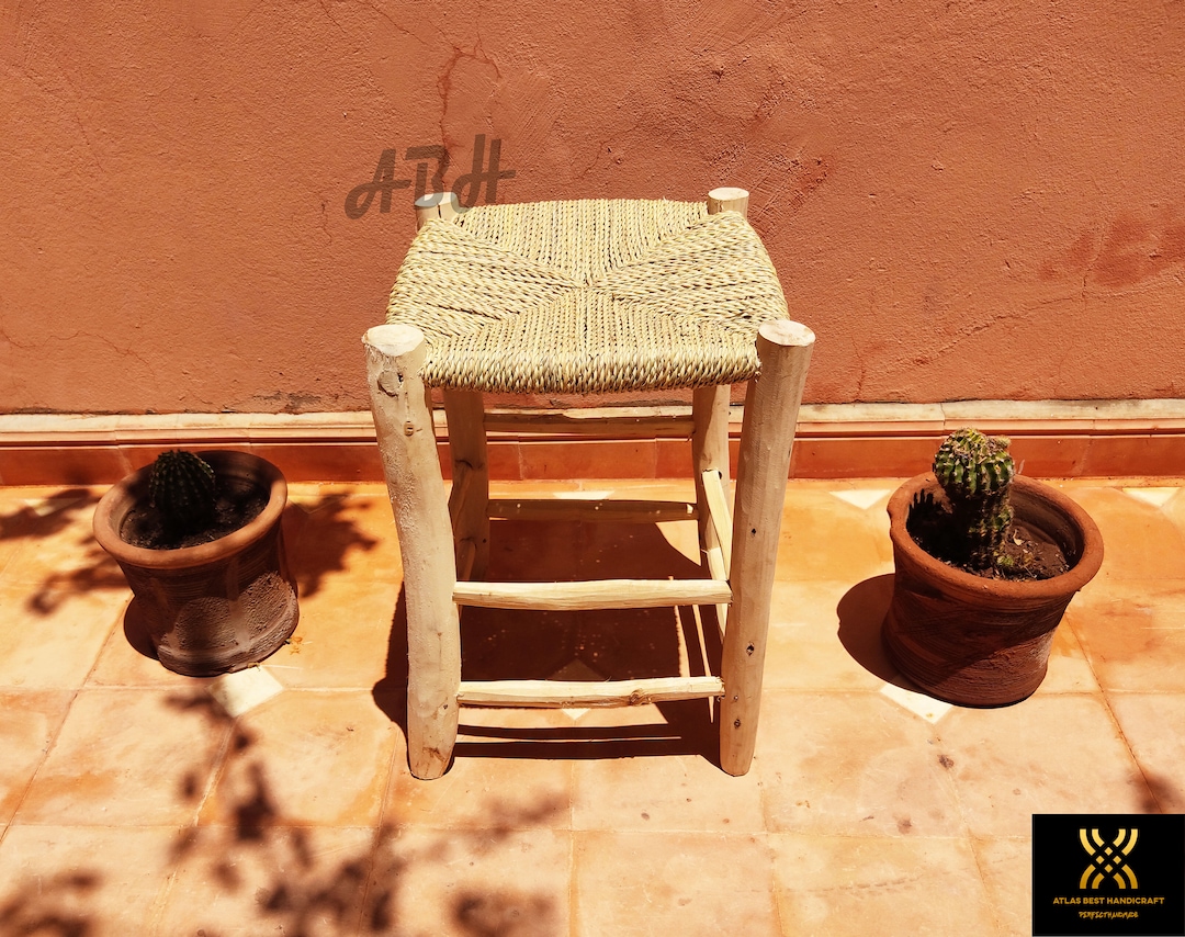 Moroccan Wooden Stool, Handmade Stool, Boho Stool, Natural Stool ...