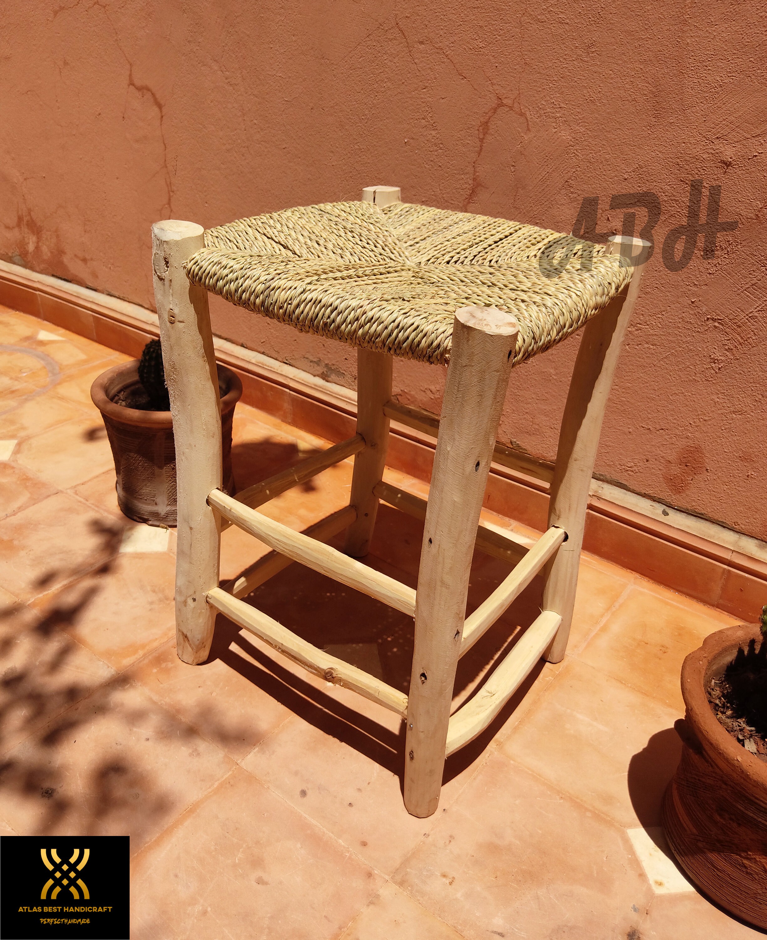 Moroccan wooden stool Handmade stool boho stool Natural | Etsy