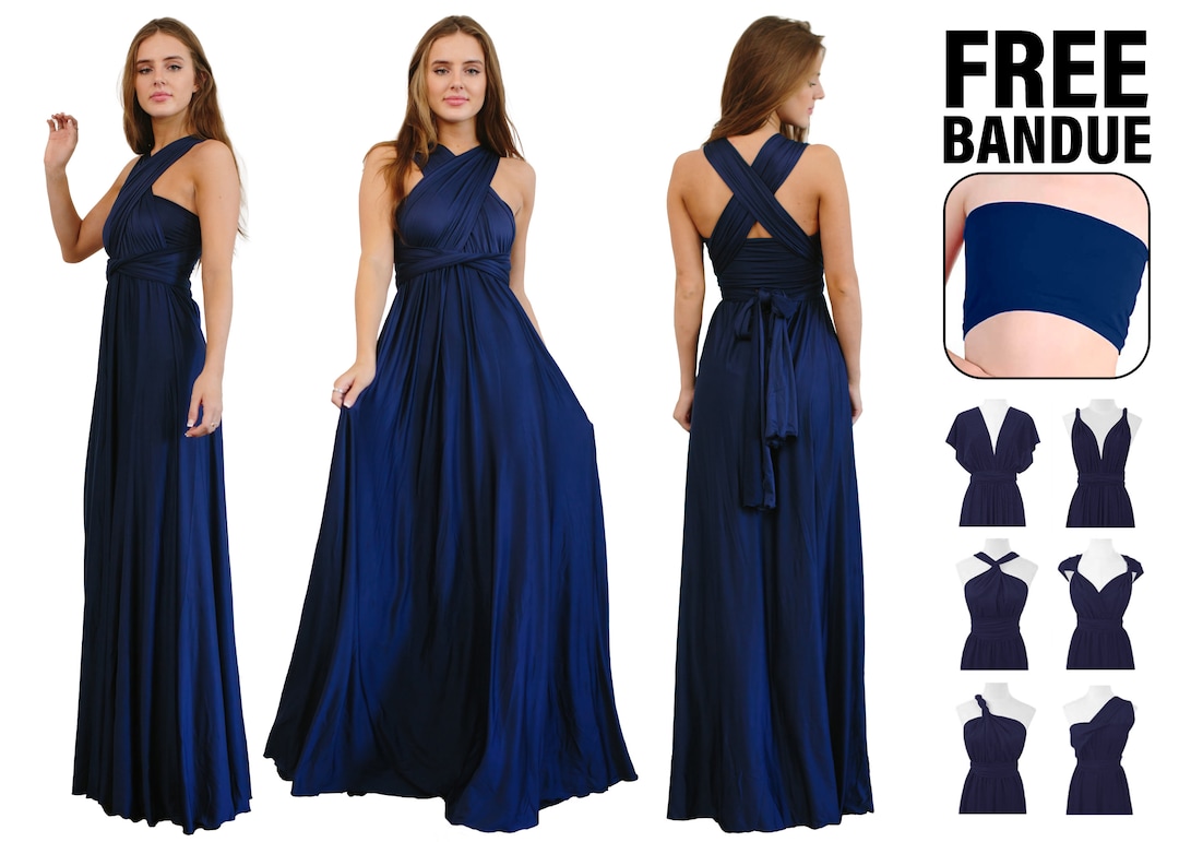 Bridesmaid Dress, Navy Infinity Dress Convertible Dress, Navy Blue Maxi ...