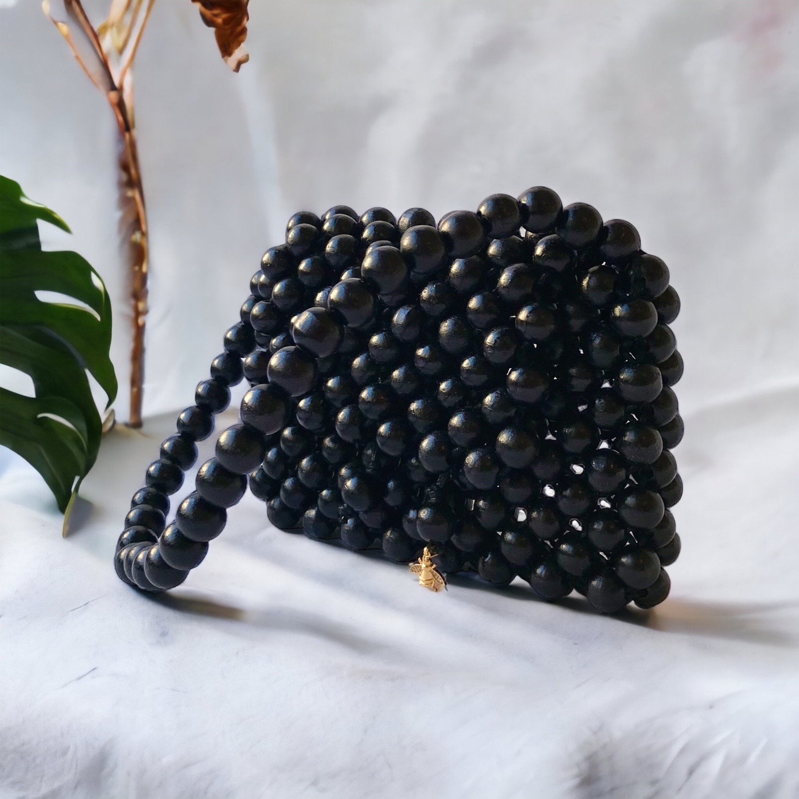 No 7 Handmade Black Wooden Bead Bag, Small Luxury Clutch - Etsy