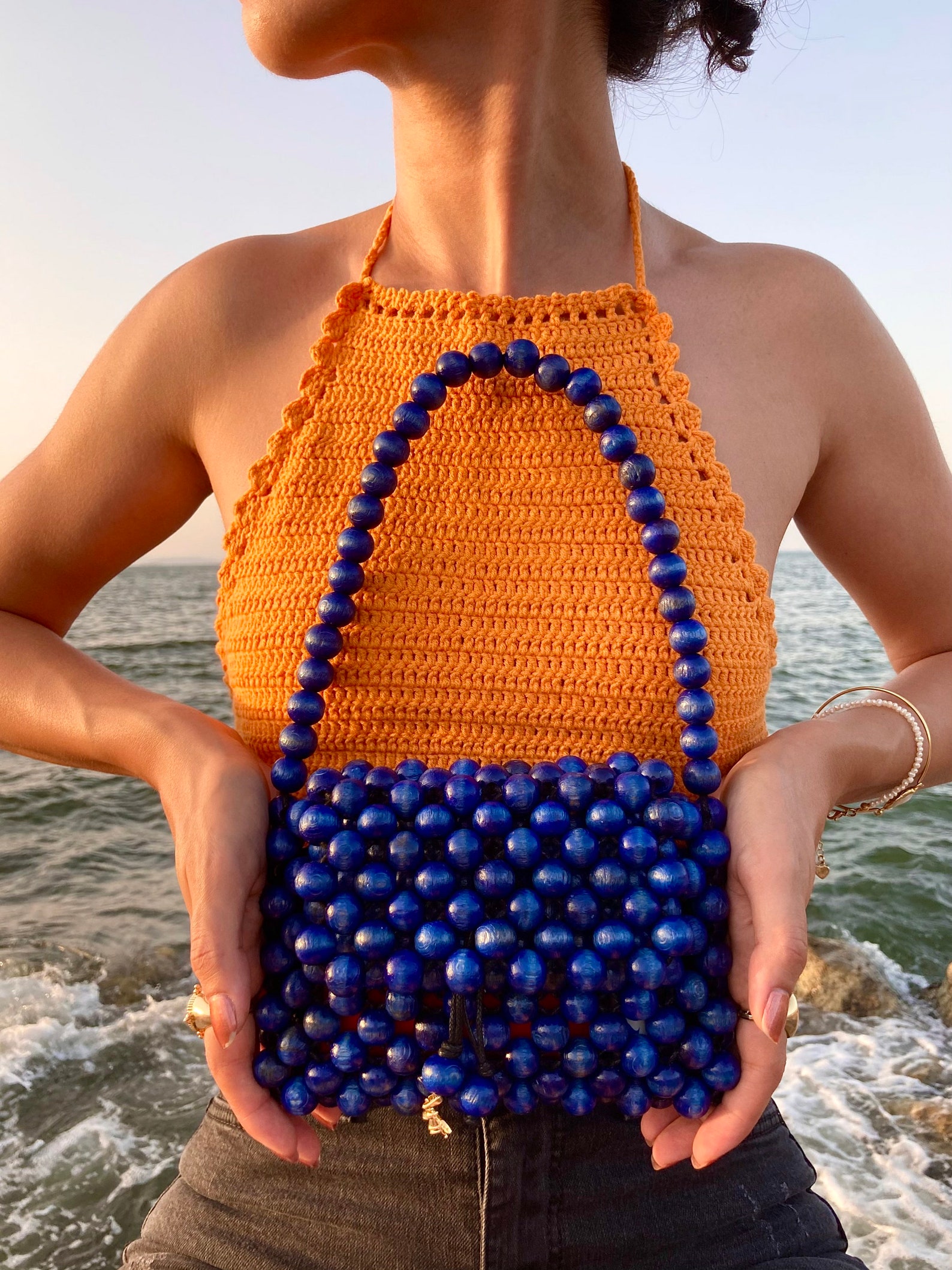 No 3 Blueberry Bag Small, Tote Bag, Wooden Bag, Luxury Bag, Handmade ...