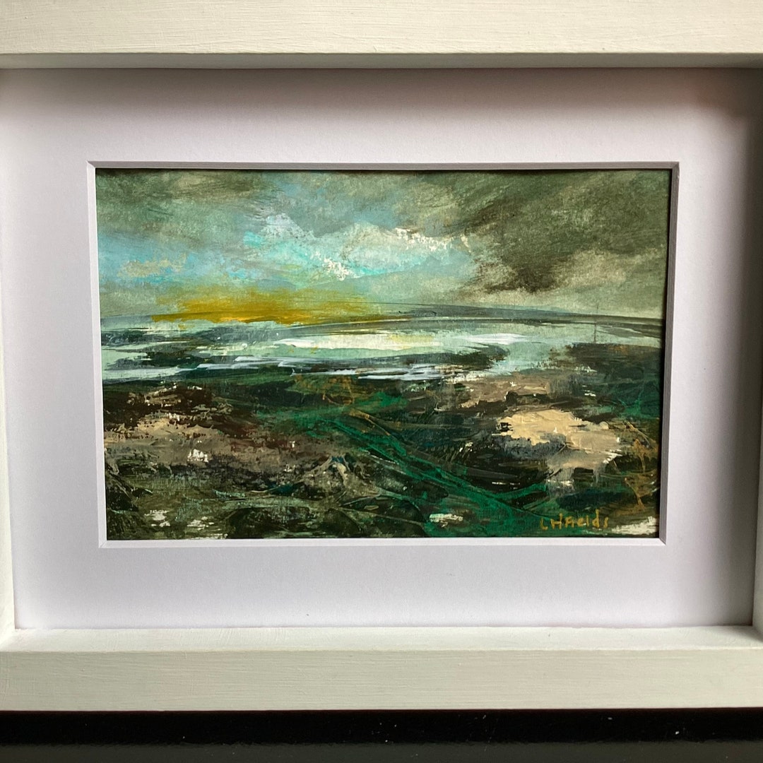 Original Cornish Seascape Painting.dramatic Sky Trevone Beach. Seaweed ...
