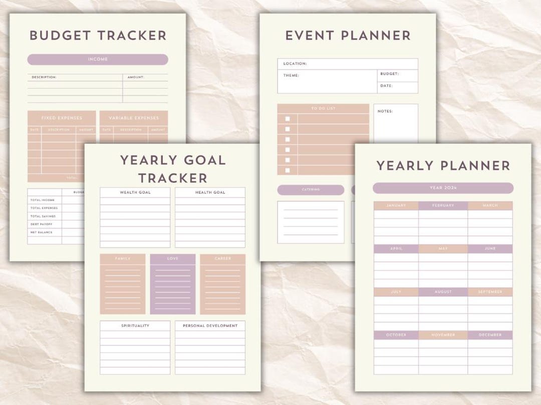 Editable Canva Planner Templates, Pink Purple Wellness Tracker (digital ...