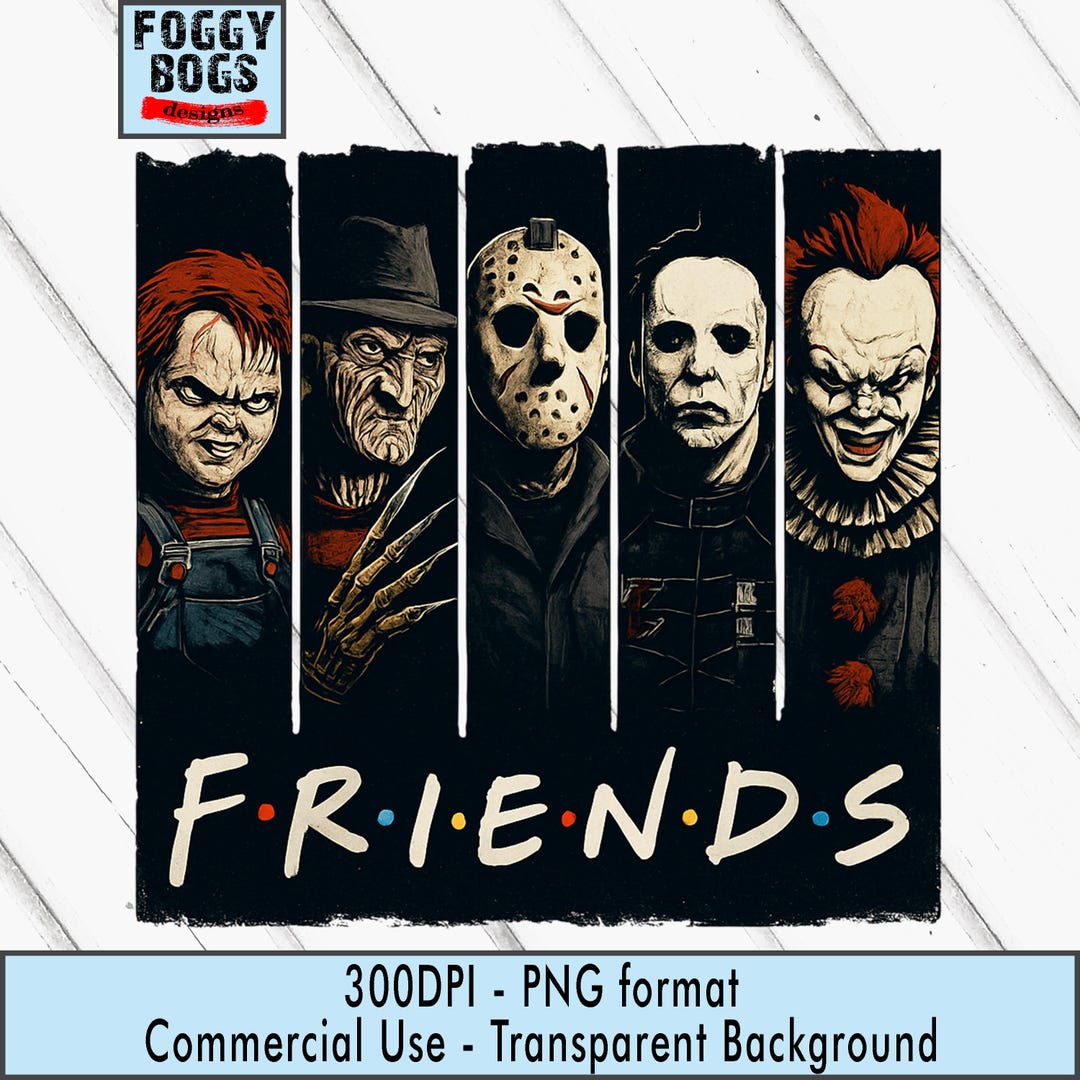 Horror Characters PNG | Scary Movie "friends" Graphic | Transparent PNG ...