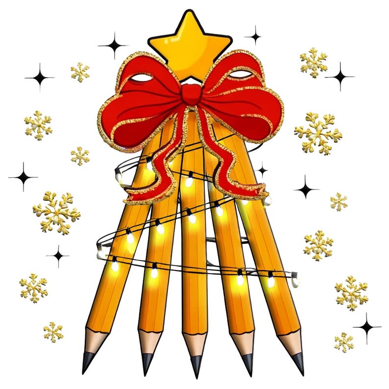 Teacher Christmas Pencil Tree PNG | Holiday Graphic (digital Download ...