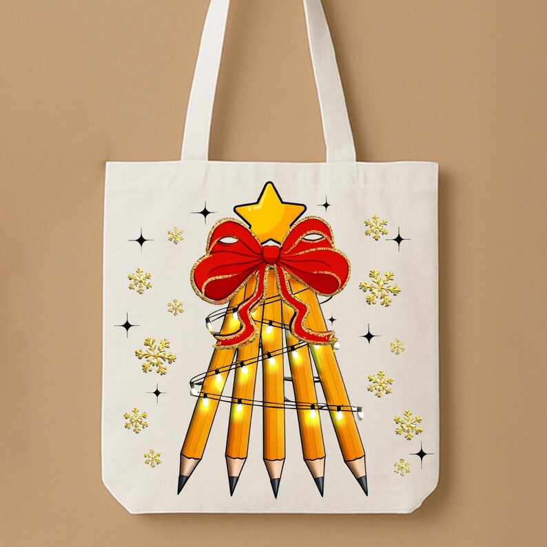 Teacher Christmas Pencil Tree PNG | Holiday Graphic (digital Download ...